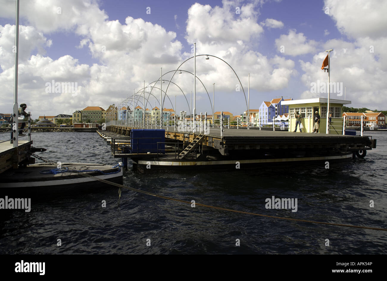 Willemstad's Punda waterfront floating pontoon footbridge for ...