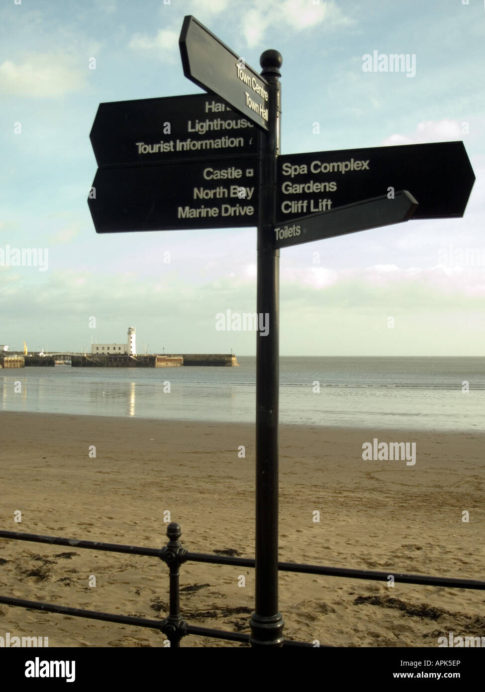 Information Signpost, South Bay, Scarborough Stock Photo - Alamy