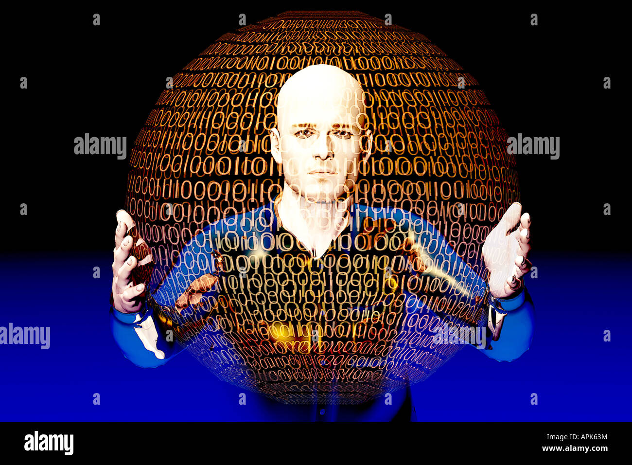 Man holding a binary sphere Stock Photo - Alamy