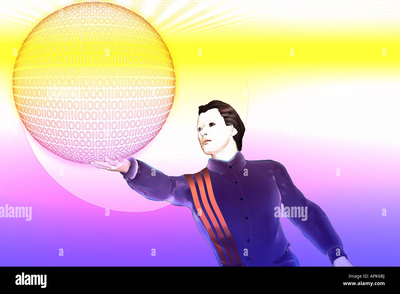 Man holding a binary sphere Stock Photo - Alamy