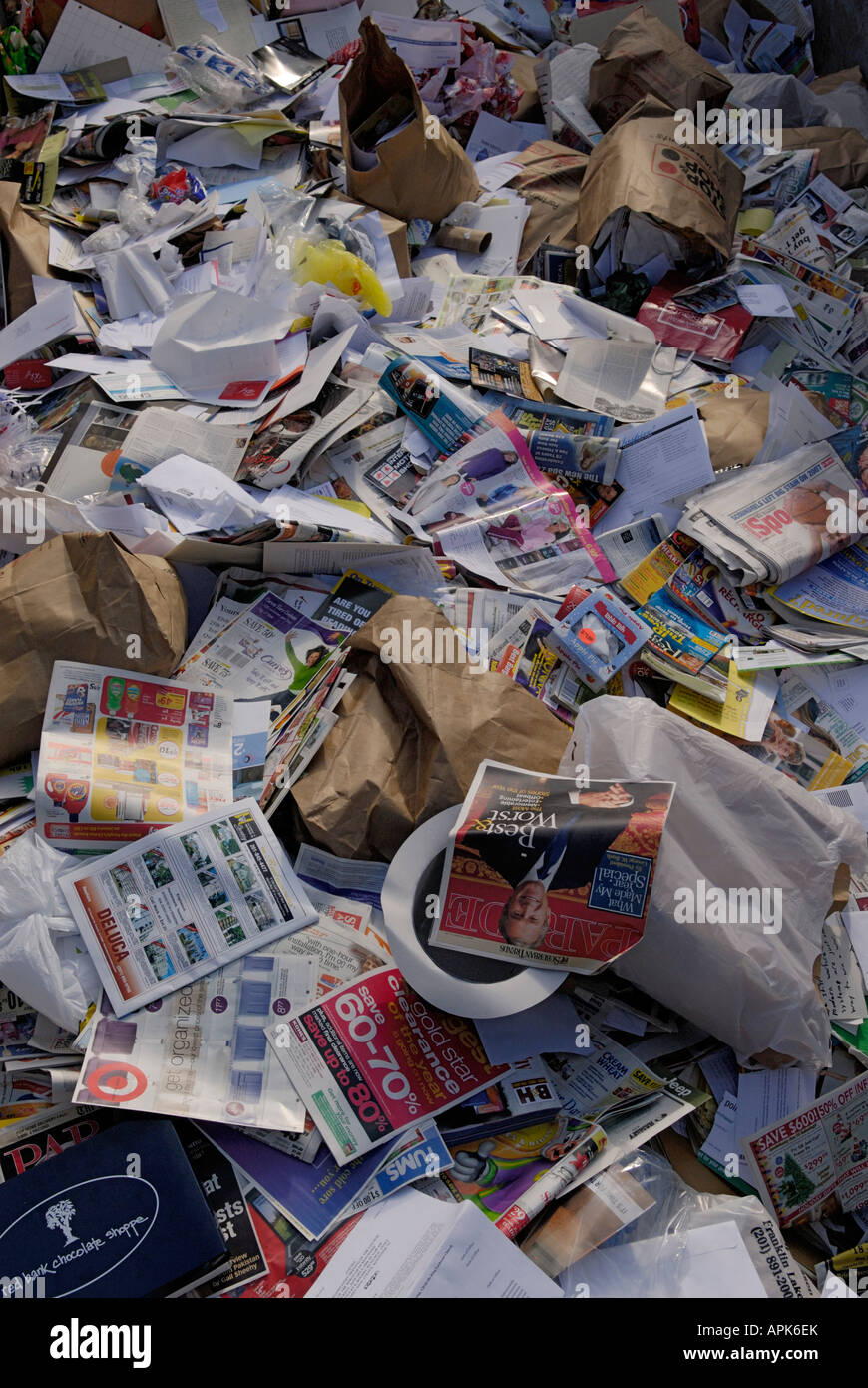 Mixed paper at a recycling collection area The collection is part of a ...