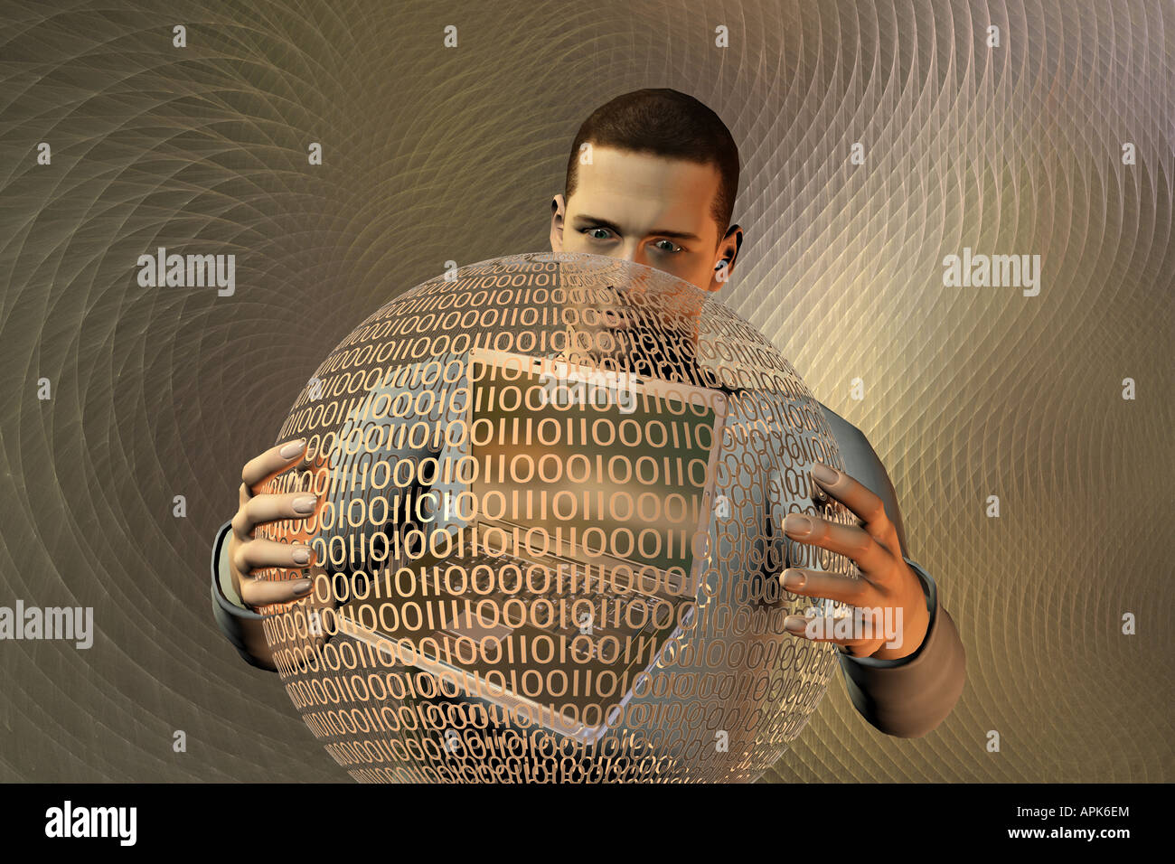 Man holding a binary sphere Stock Photo - Alamy