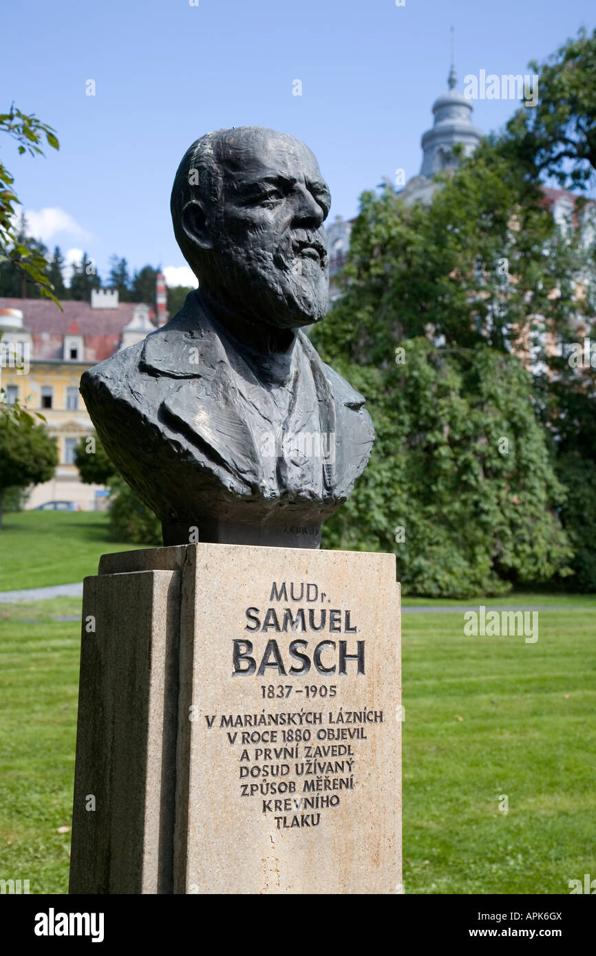 Statue Samuel Basch 1837 to 1905 Marianske Lazne Czech Republic Stock ...
