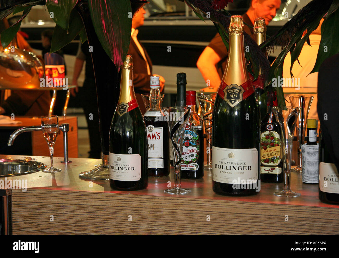 bottles of Bollinger champagne standing on the bar Stock Photo - Alamy