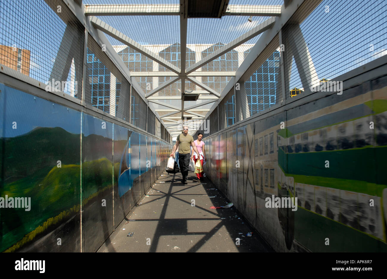 Bridge over the railway line at Stratford London Stock Photo - Alamy