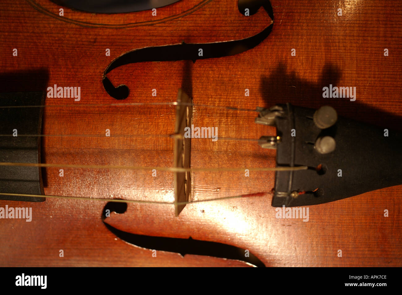 F hole bridge and strings on Violin Stock Photo - Alamy