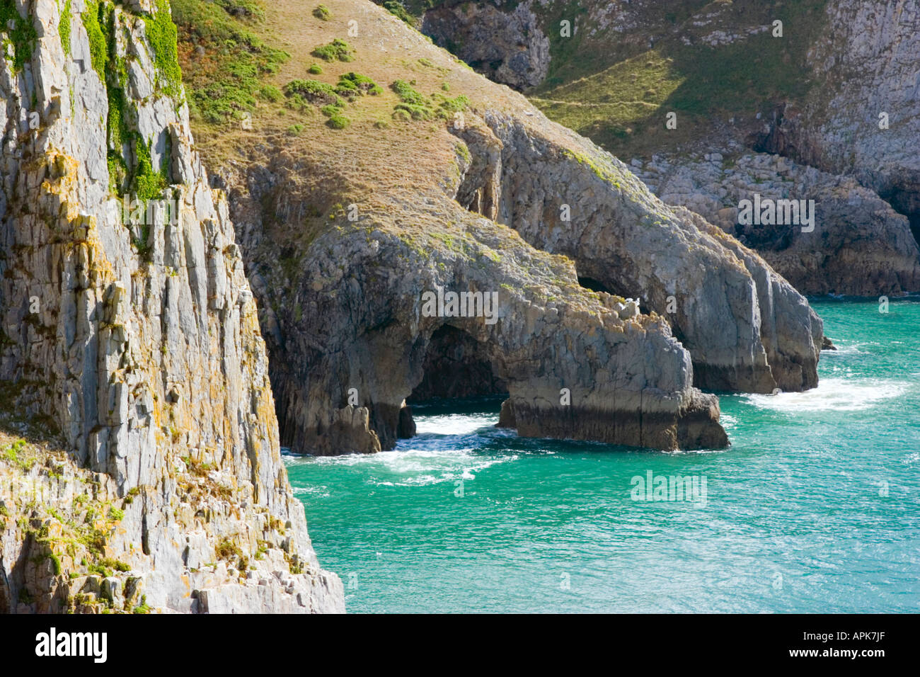 Limestone cliffs near Lydstep in Pembrokeshire Wales Stock Photo - Alamy