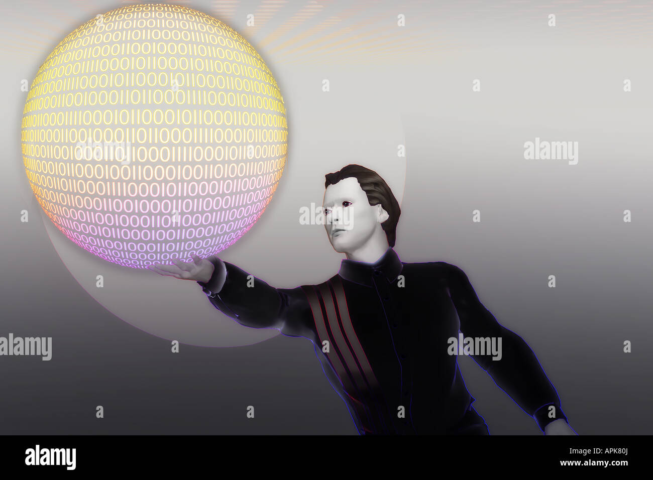 Man holding a binary sphere Stock Photo - Alamy