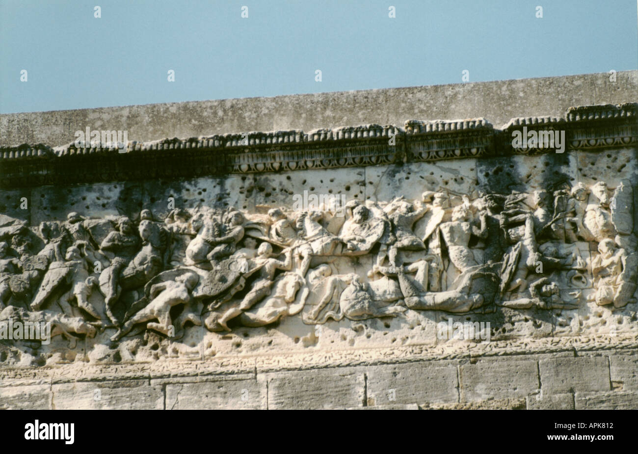 Detail of frieze from the Arc de Triomphe Roman gateway Orange Provence ...