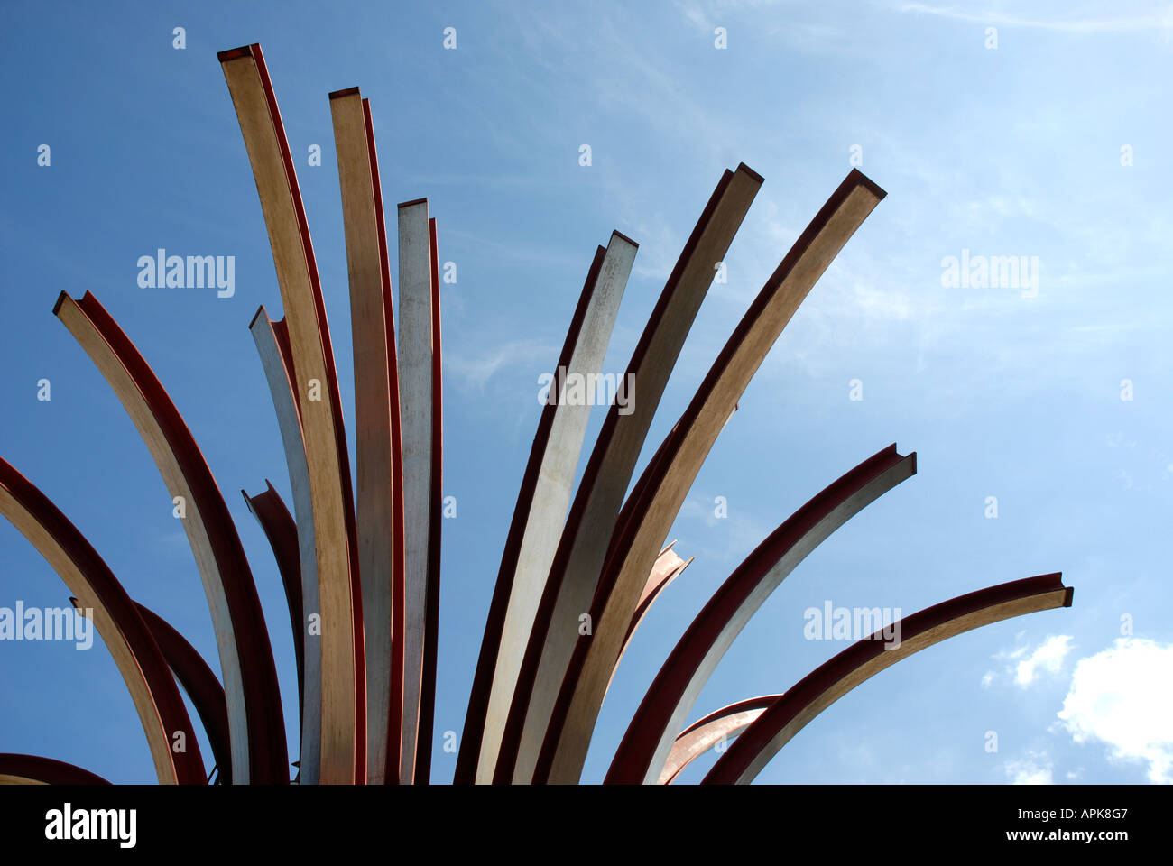 Painted steel girder sculpture in Stratford London Stock Photo - Alamy