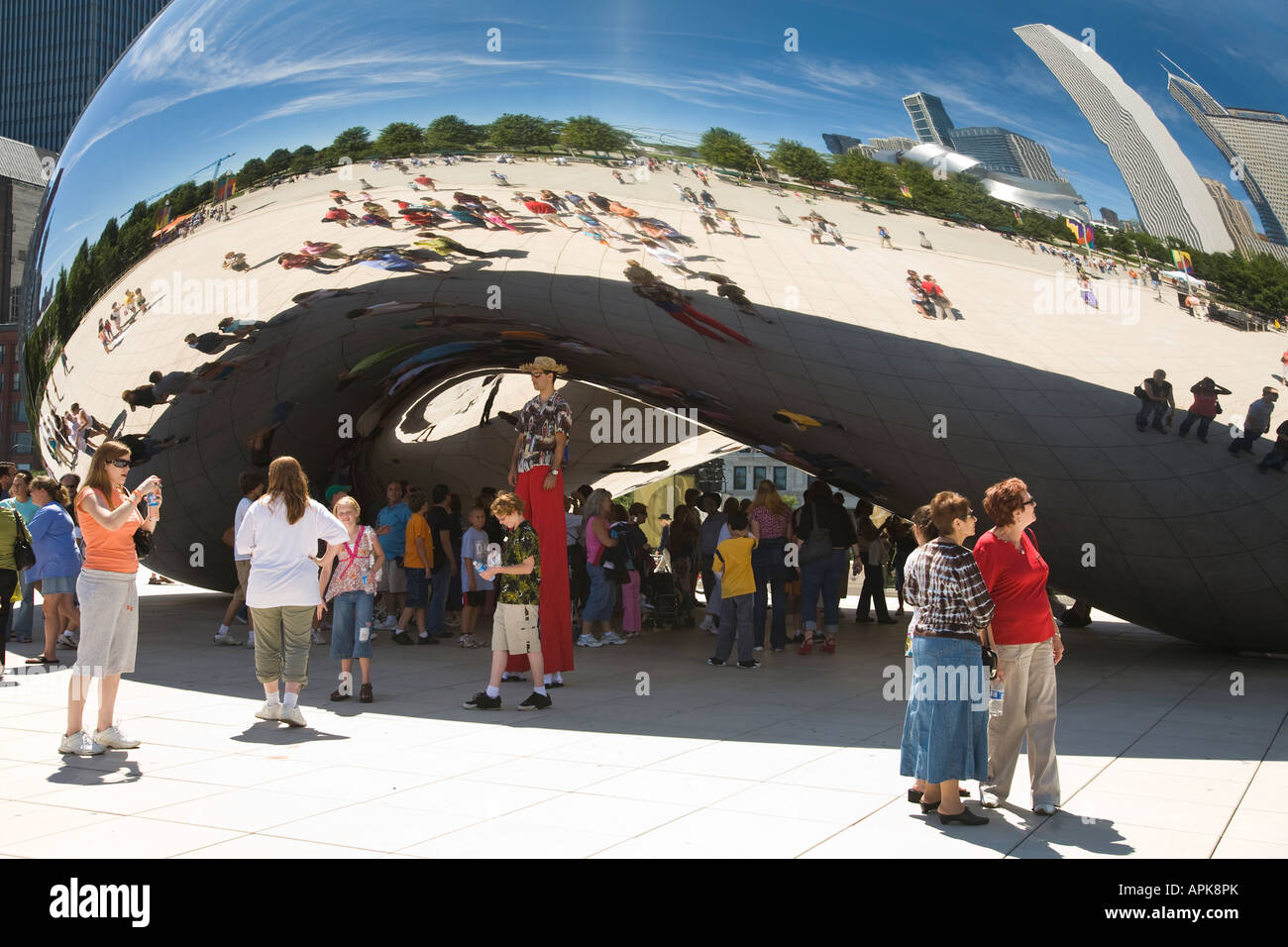 ILLINOIS Chicago People taking photographs of the Bean Cloud Gate ...