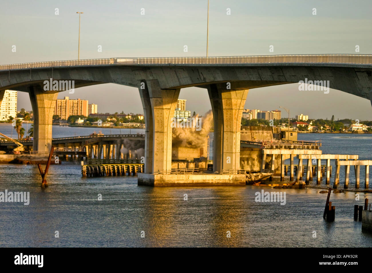 Controlled Demolition of an Old Bridge Structure Stock Photo - Alamy
