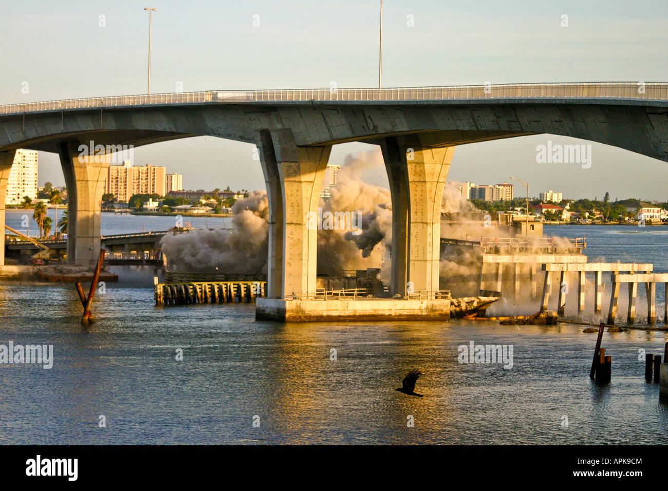 Controlled Demolition of an Old Bridge Structure Stock Photo - Alamy