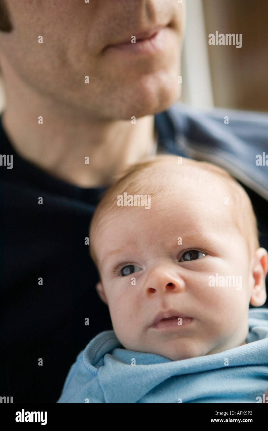 One Month Old Baby Boy With Dad Stock Photo - Alamy