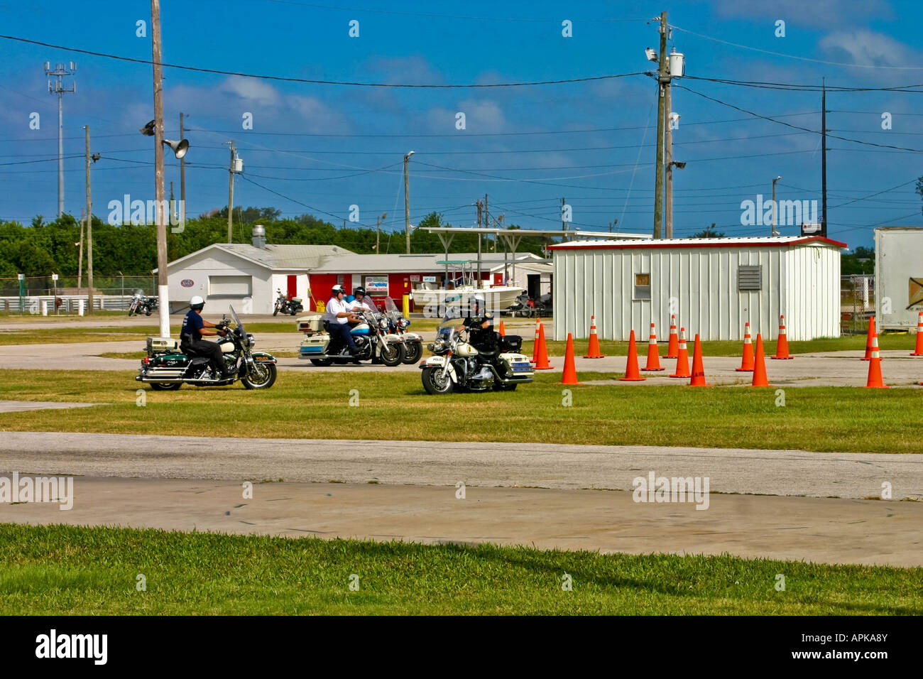 Police motorcycle training obstacle course Stock Photo - Alamy