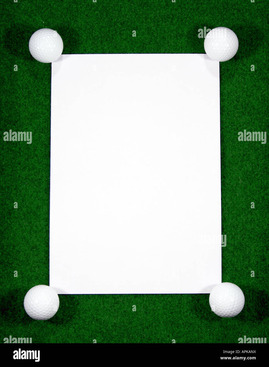 Golf note with white message area and golfballs Stock Photo - Alamy