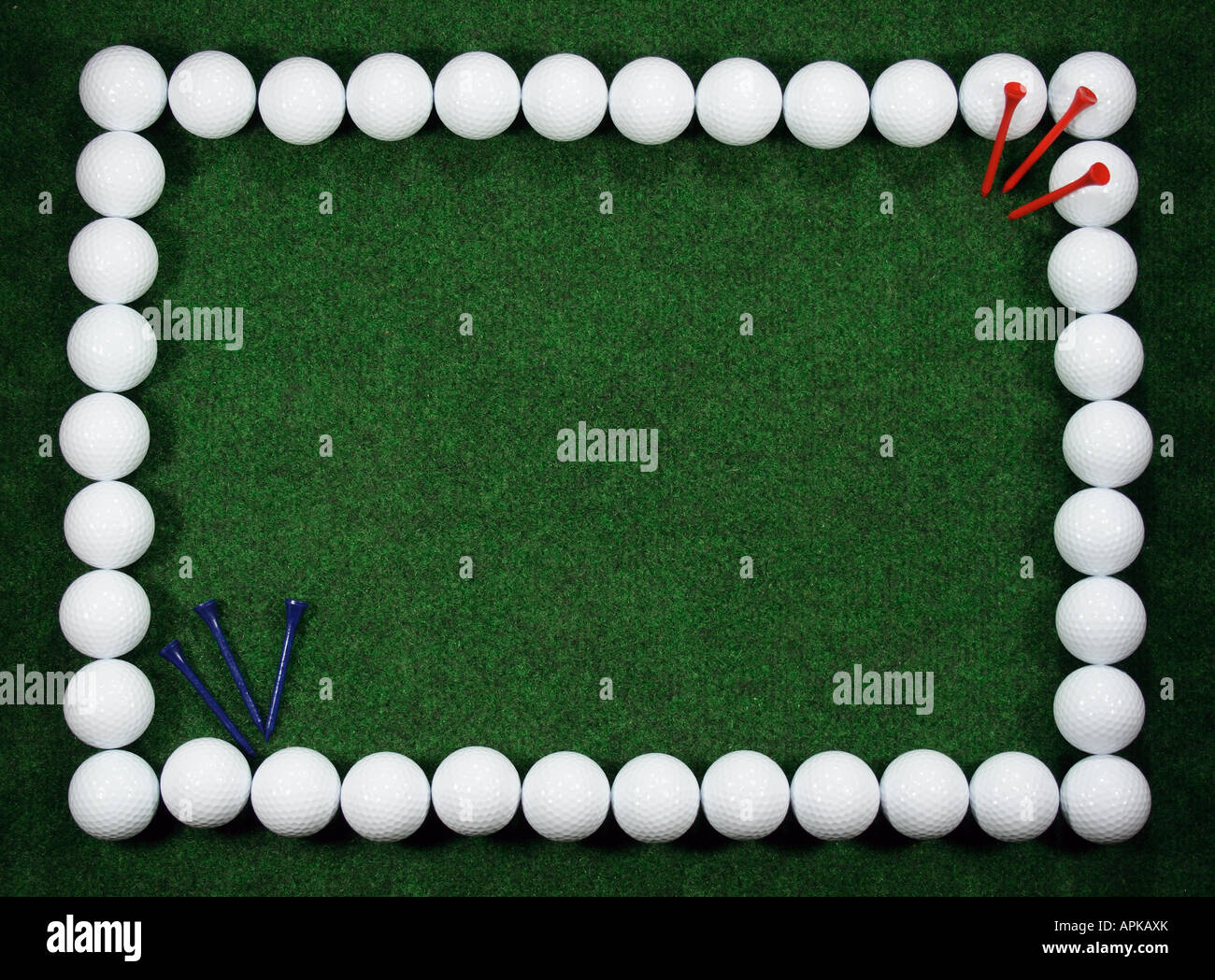 Golf frame with message area golfballs and pegs Stock Photo - Alamy