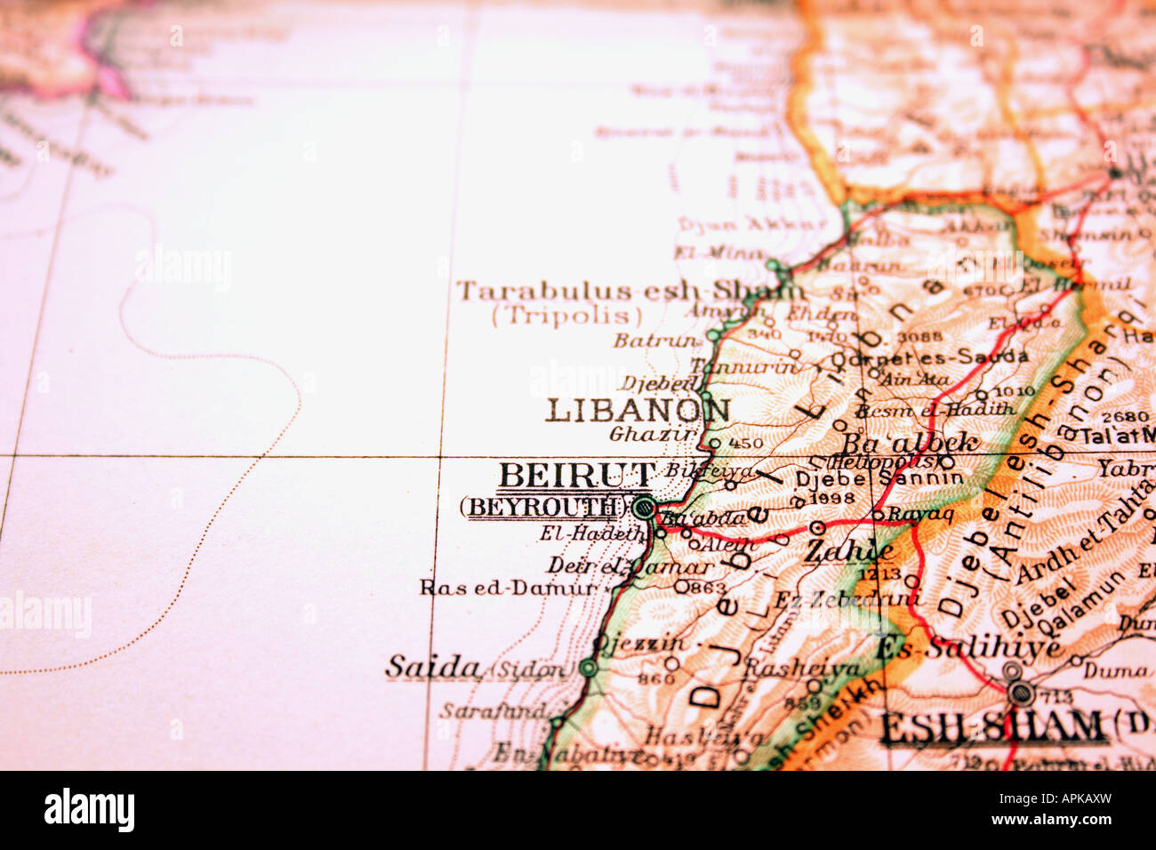 Lebanon road map hi-res stock photography and images - Alamy