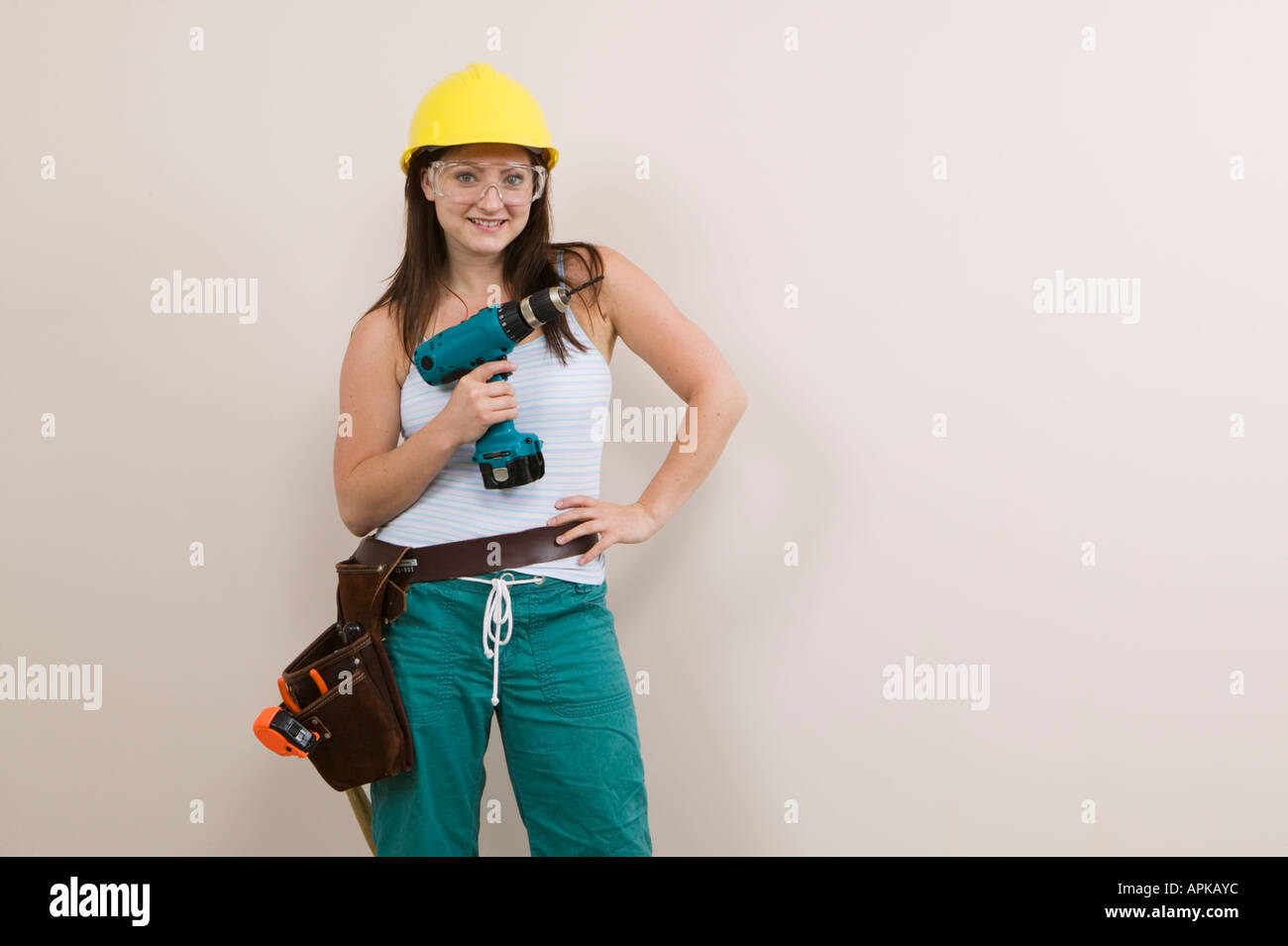 Woman With a Power Drill Stock Photo - Alamy