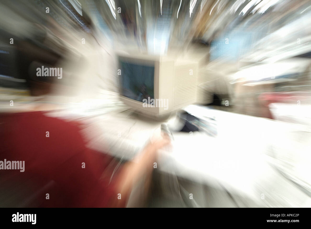 Distorted view of a computer and user Stock Photo - Alamy