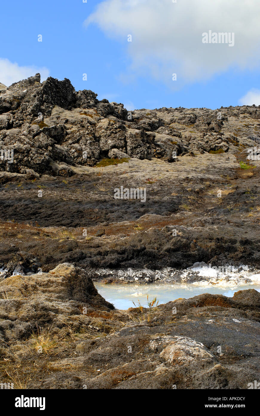 volcano landscape at the turquoise colored Blue Lagoon Hot Springs ...
