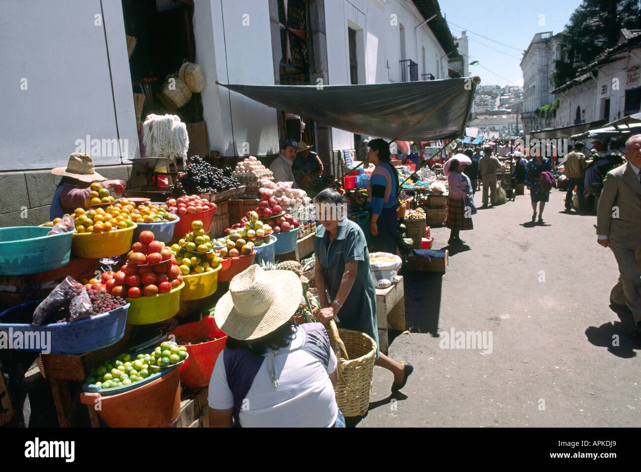 Ecuador Quito old town fruit market Stock Photo - Alamy