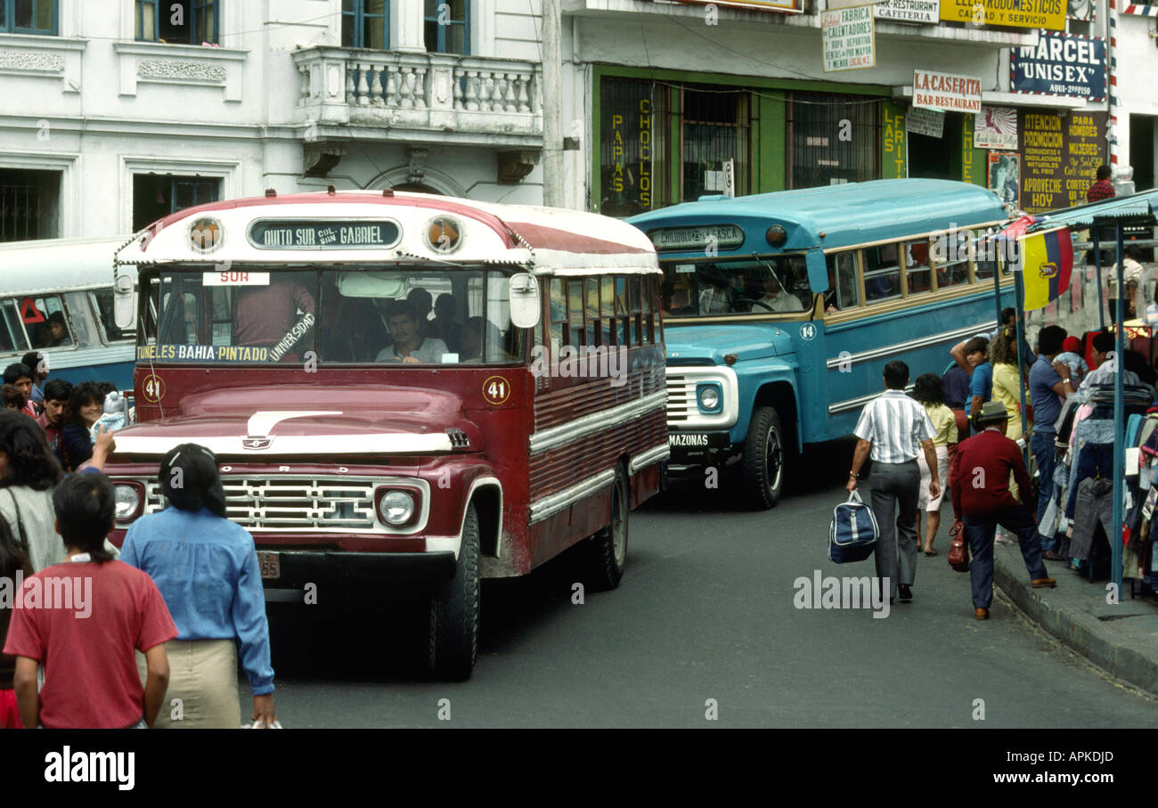 Ecuador Quito transport buses to Mitad del Mundo equator Stock Photo ...