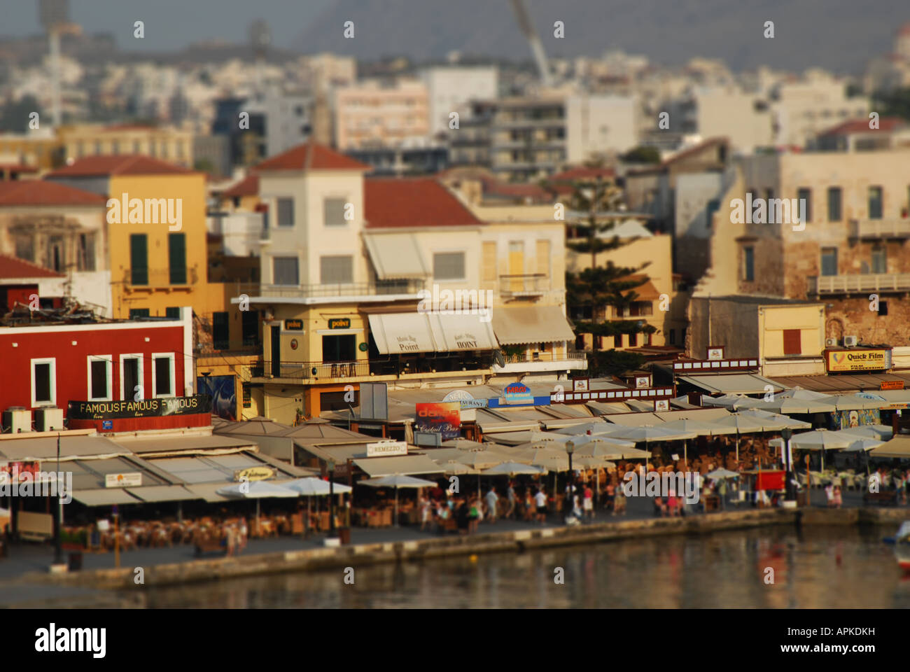 CRETE, GREECE. An elevated tilt-shift view of Hania (Chania, Chanea ...