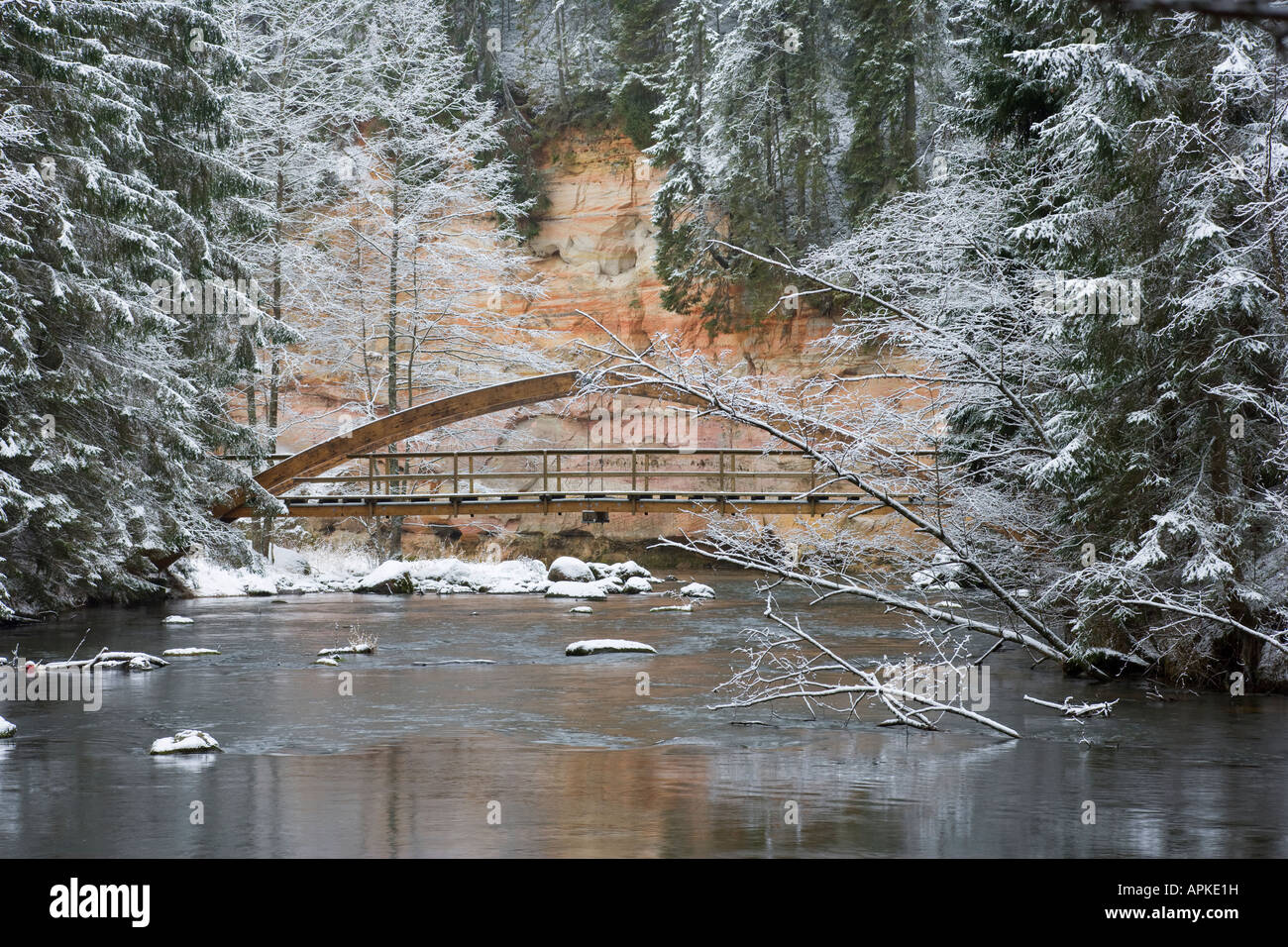 Bridge across Ahja river Stock Photo - Alamy