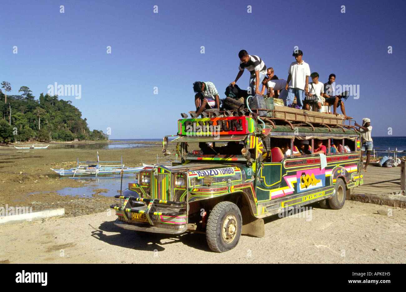 Philippines Palawan Sabang jeepney on the jetty Stock Photo - Alamy