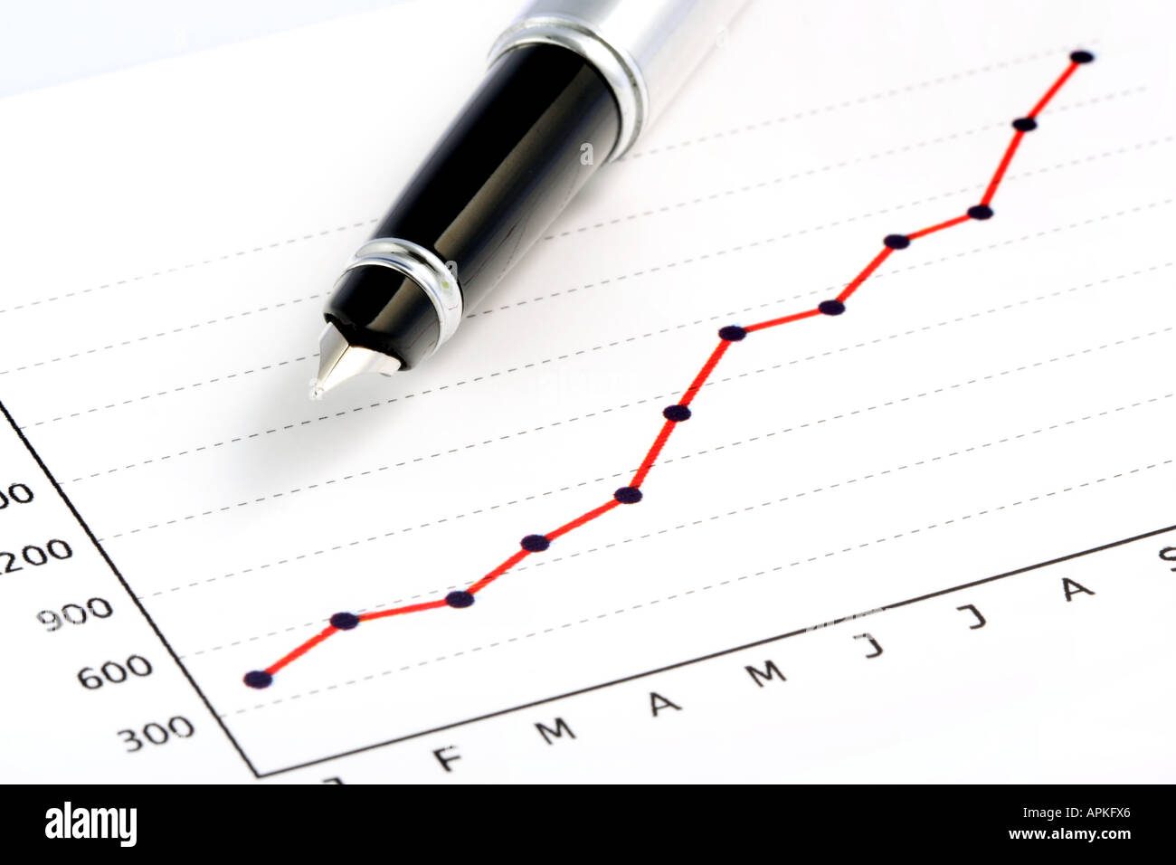 Pen on Positive Earning Chart Stock Photo - Alamy