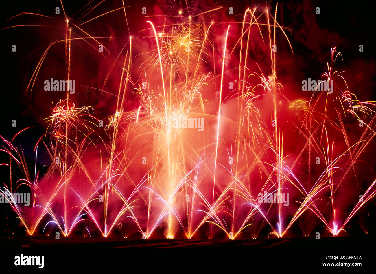 Fireworks Display at Butchart Gardens at Brentwood Bay near Victoria ...