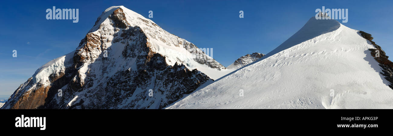 Panoramic view of the Monch peak and Top of Europe observatory ...