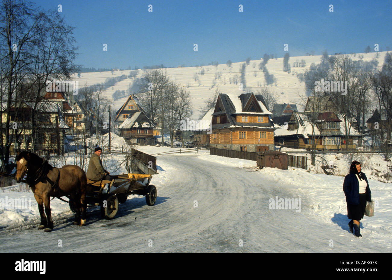 Poland Polish Farm Farms Zakopane horse cart Farm Farms Stock Photo ...