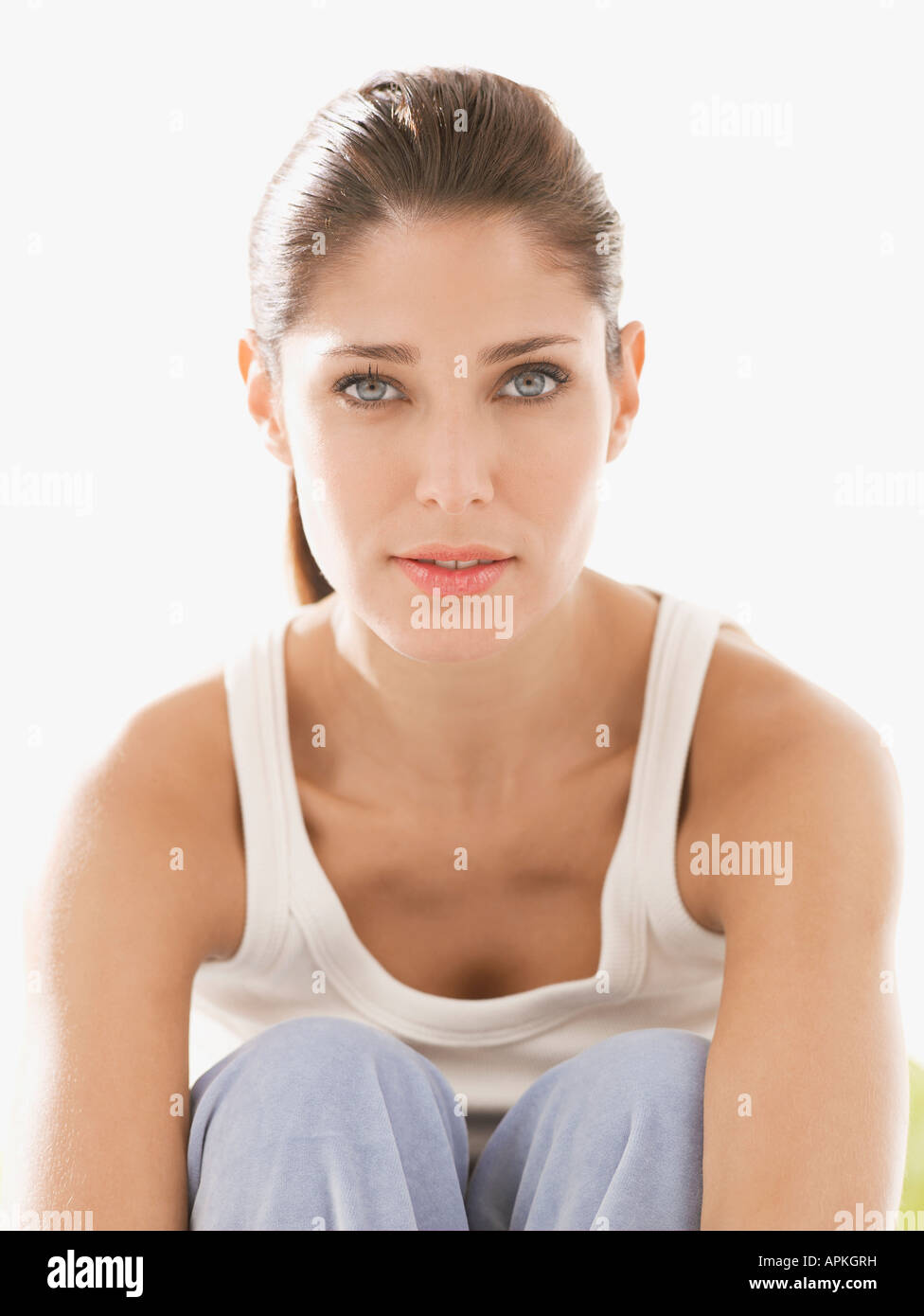 White tank top woman hi-res stock photography and images - Alamy
