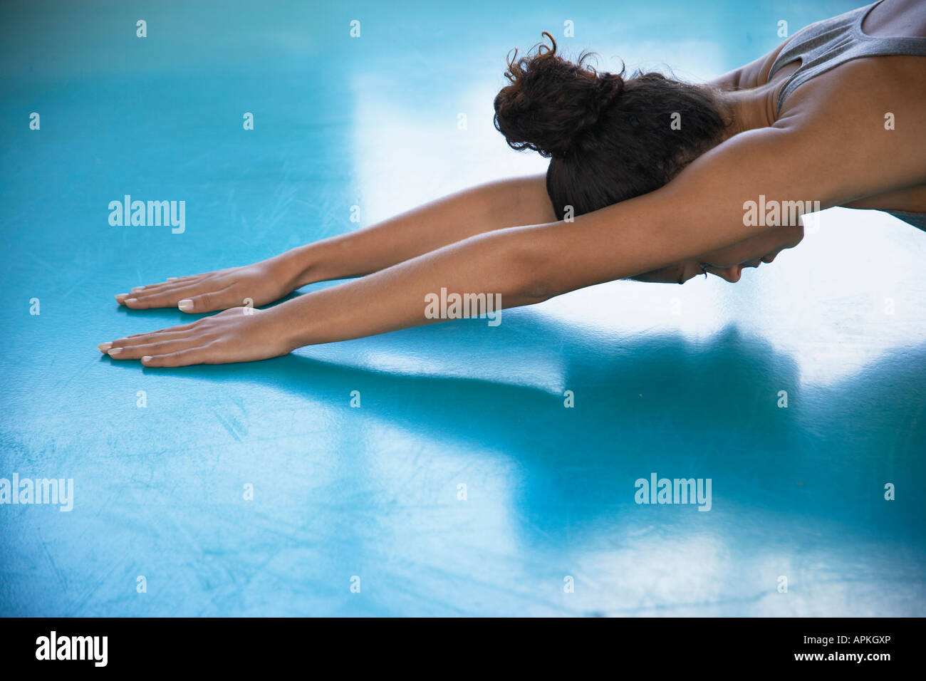 Woman stretching (high angle view Stock Photo - Alamy
