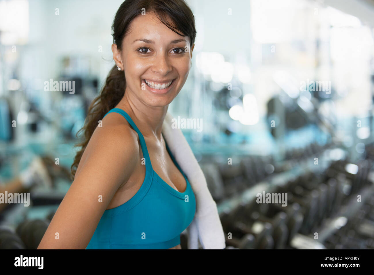 Young woman in gym (portrait Stock Photo - Alamy