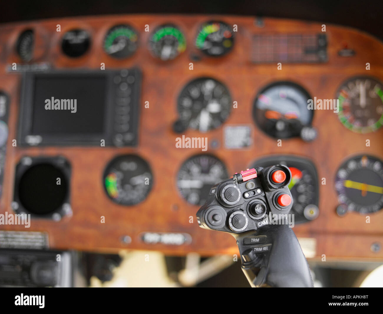 Helicopter dashboard and control stick (close-up Stock Photo - Alamy