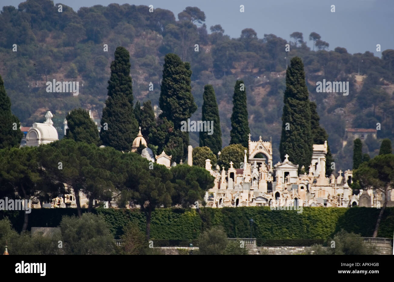 Castle Cemetery nestling on the hill above the old town Nice FRANCE ...