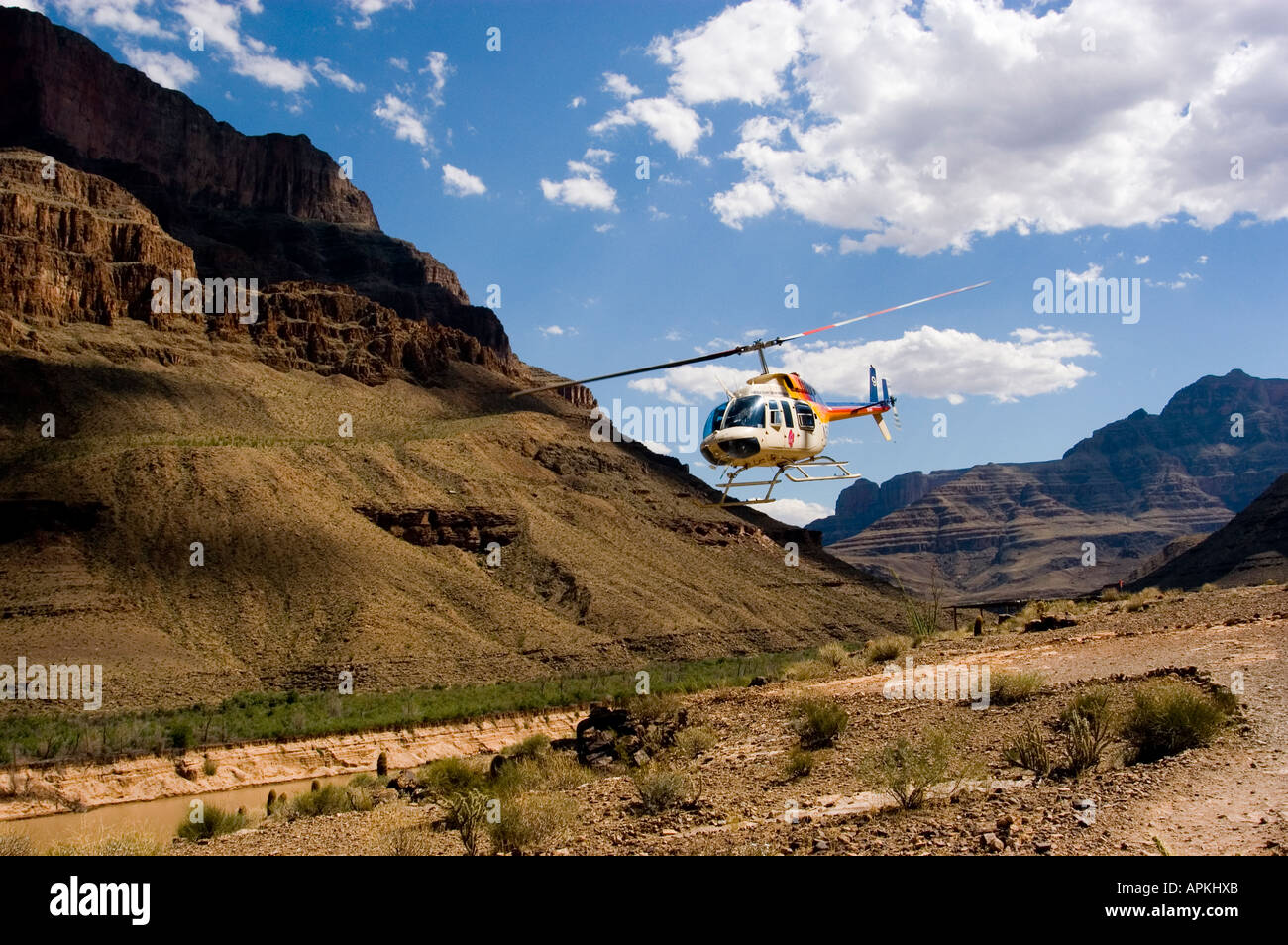 Scenic Grand Canyon Helicopter over Colorado River Arizona AZ Stock ...
