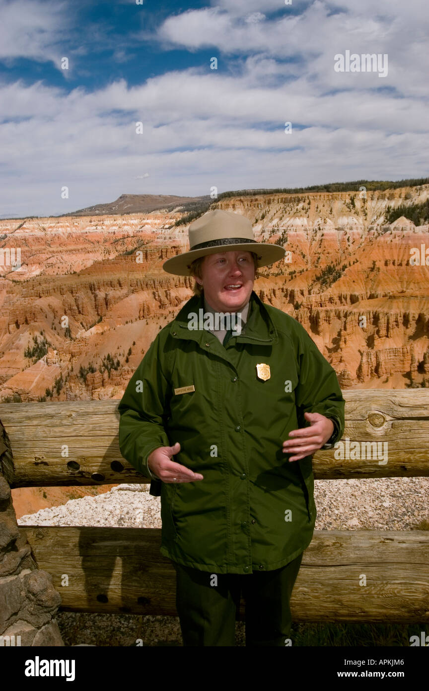 Park ranger at Cedar Breaks National Monument Utah UT view vista from ...