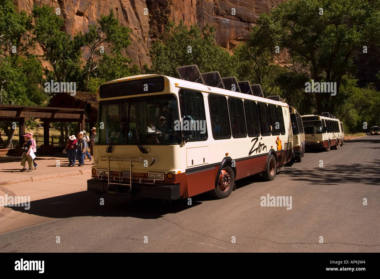 Shuttle bus at Zion National Park Utah UT Zion National Park Shuttle at ...