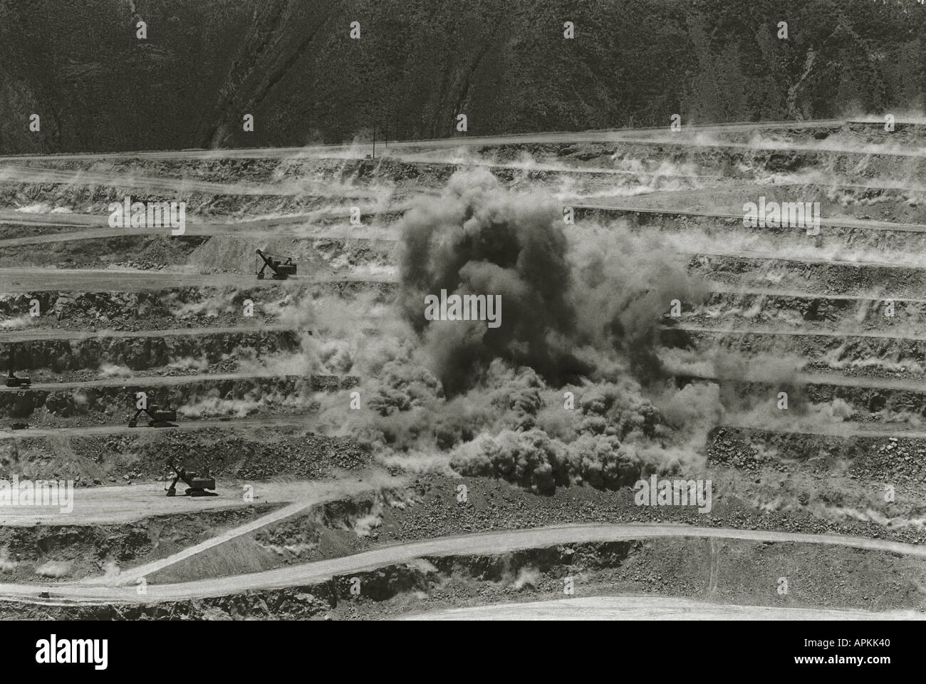 Blasting at Cuajone copper mine in the southern Andes of Peru in 1976 ...