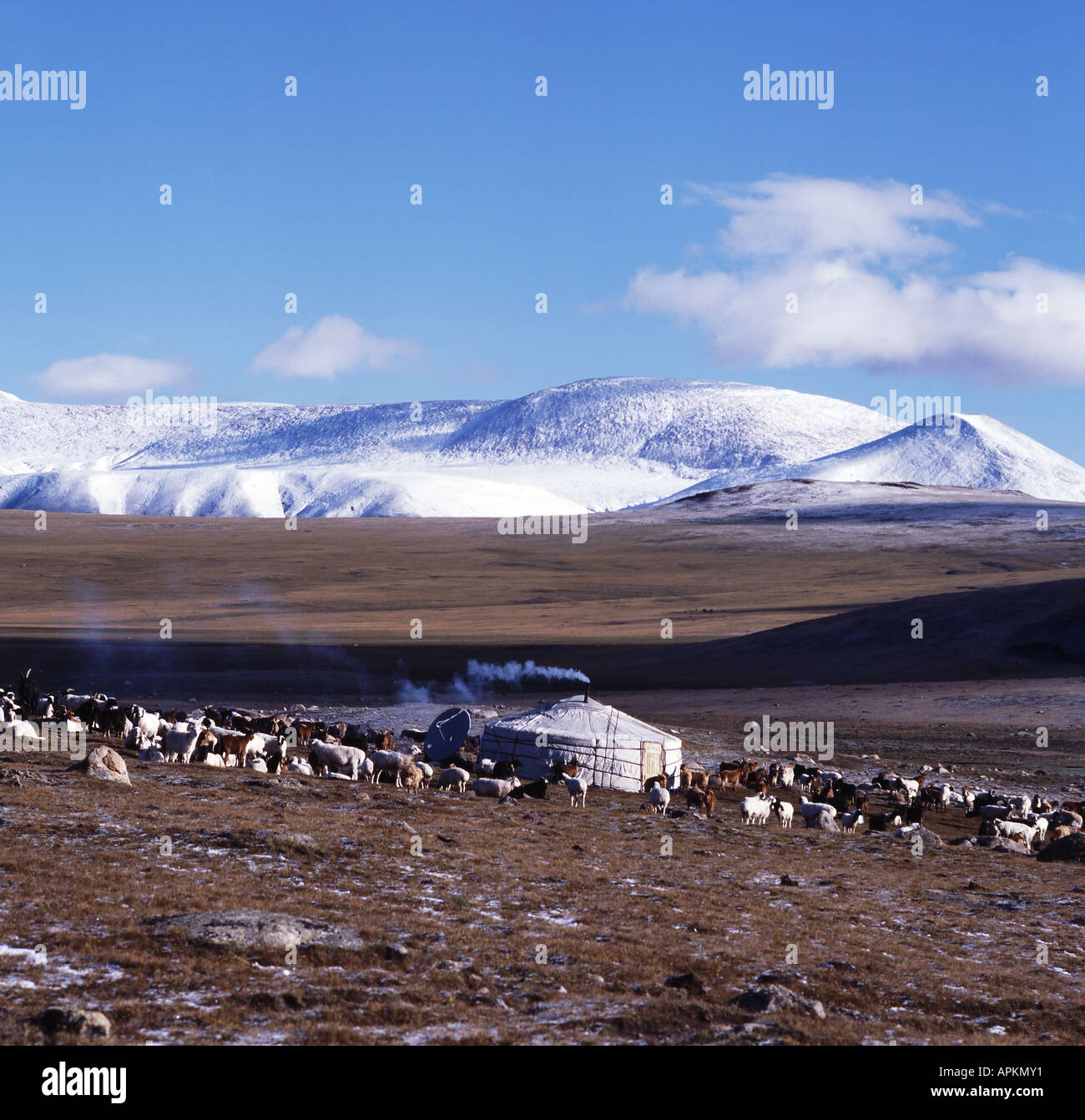 Mongolian landscape snowy mountains hi-res stock photography and images ...