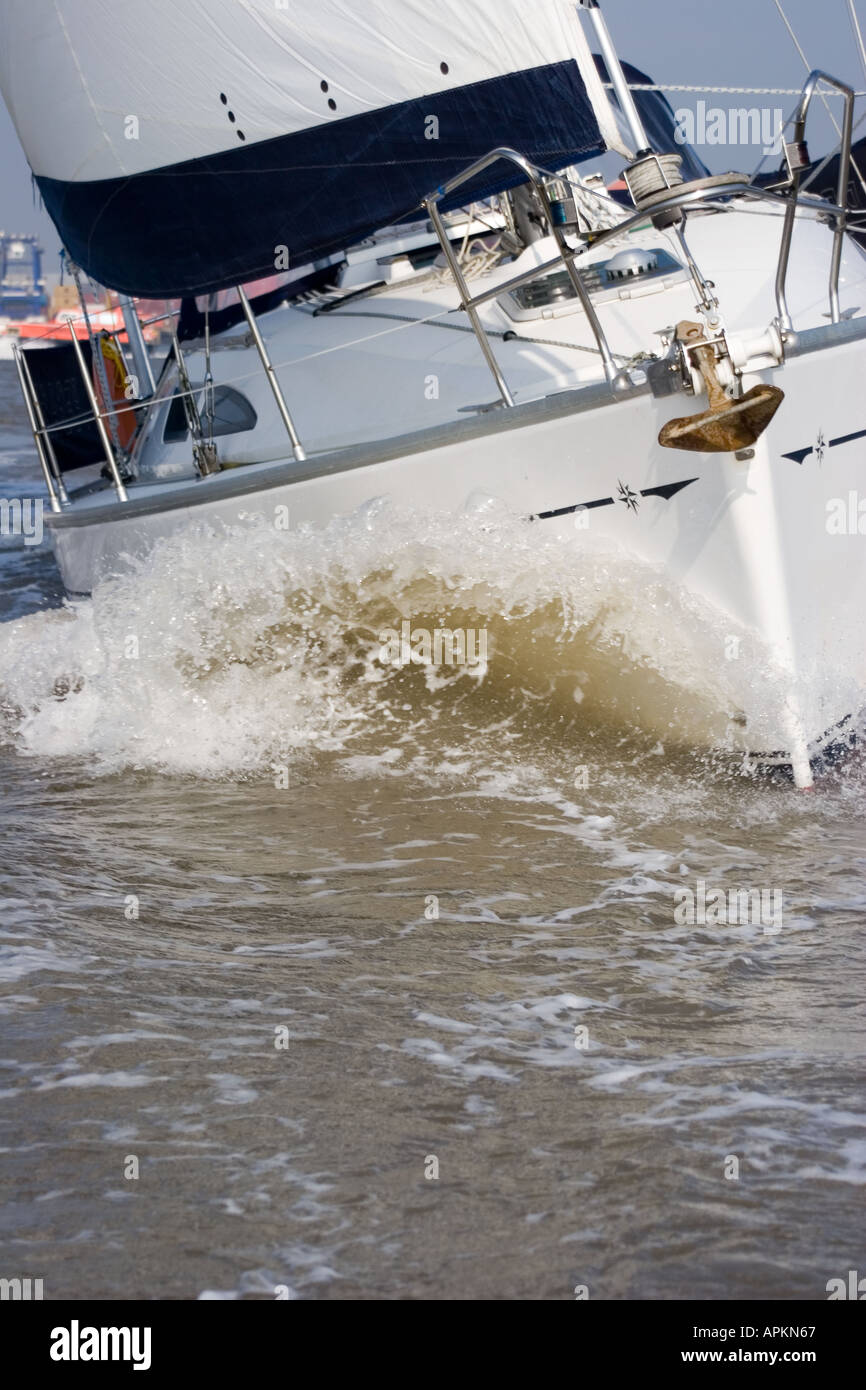 Front Of Boat On Ocean Waves