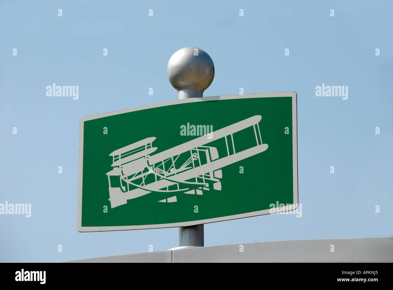 Street sign of the Wright Brothers airplane on street sign in the city ...