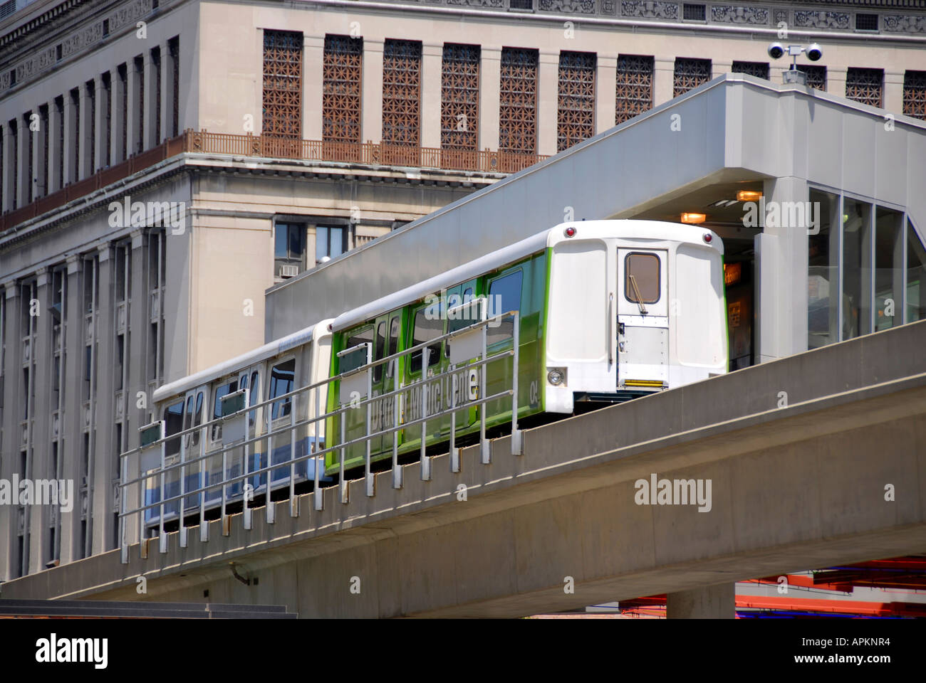 The People Mover above ground train subway system shuttles people ...