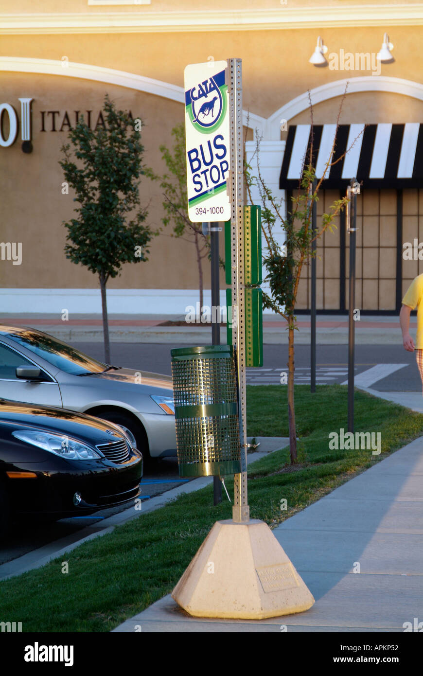 Bus stop sign Stock Photo - Alamy