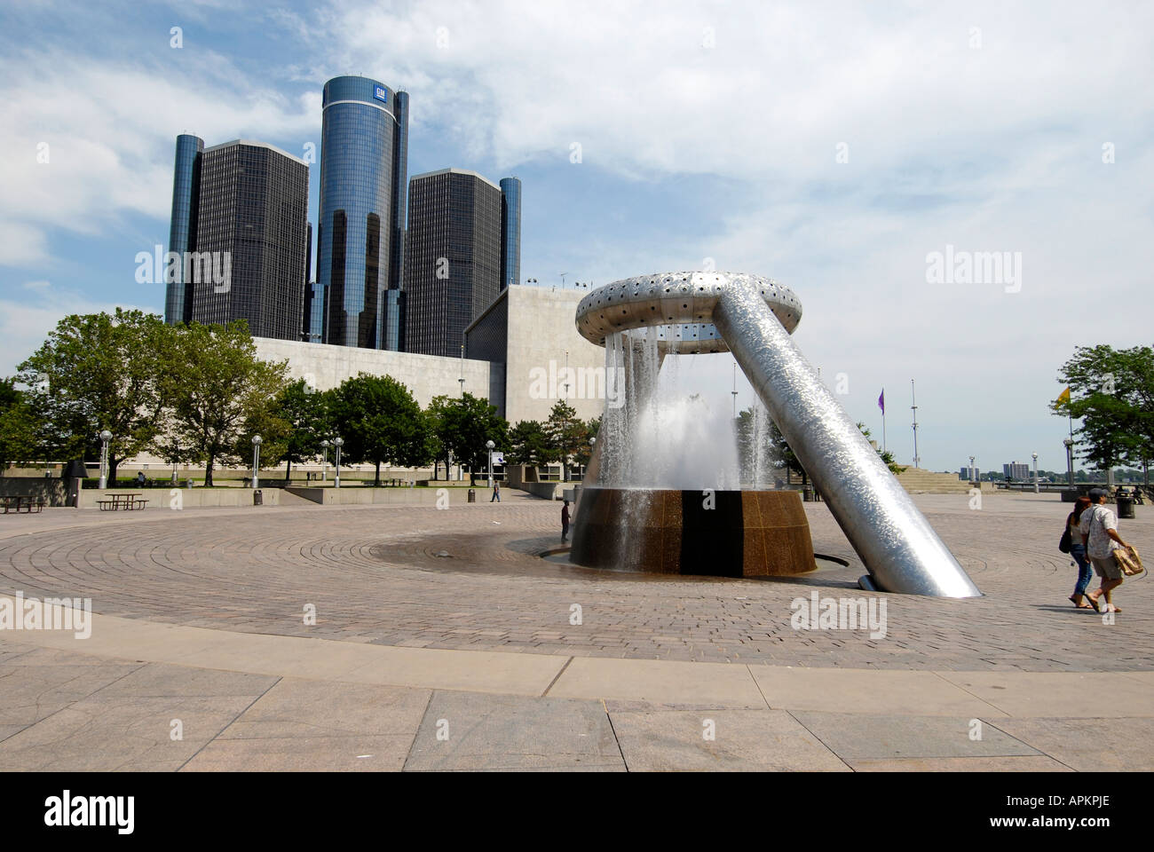 Downtown Detroit Michigan as view from the Hart Plaza symbolizing ...