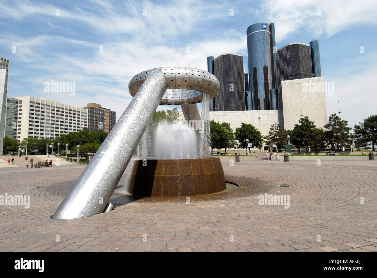Downtown Detroit Michigan as view from the Hart Plaza symbolizing ...